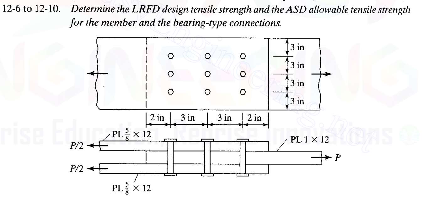 Solved 2-6 to 12-10. Determine the LRFD design tensile | Chegg.com
