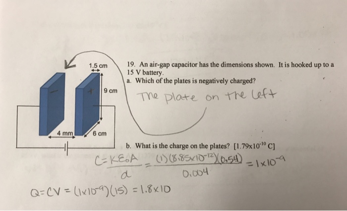 Solved An air-gap capacitor has the dimensions shown. It | Chegg.com