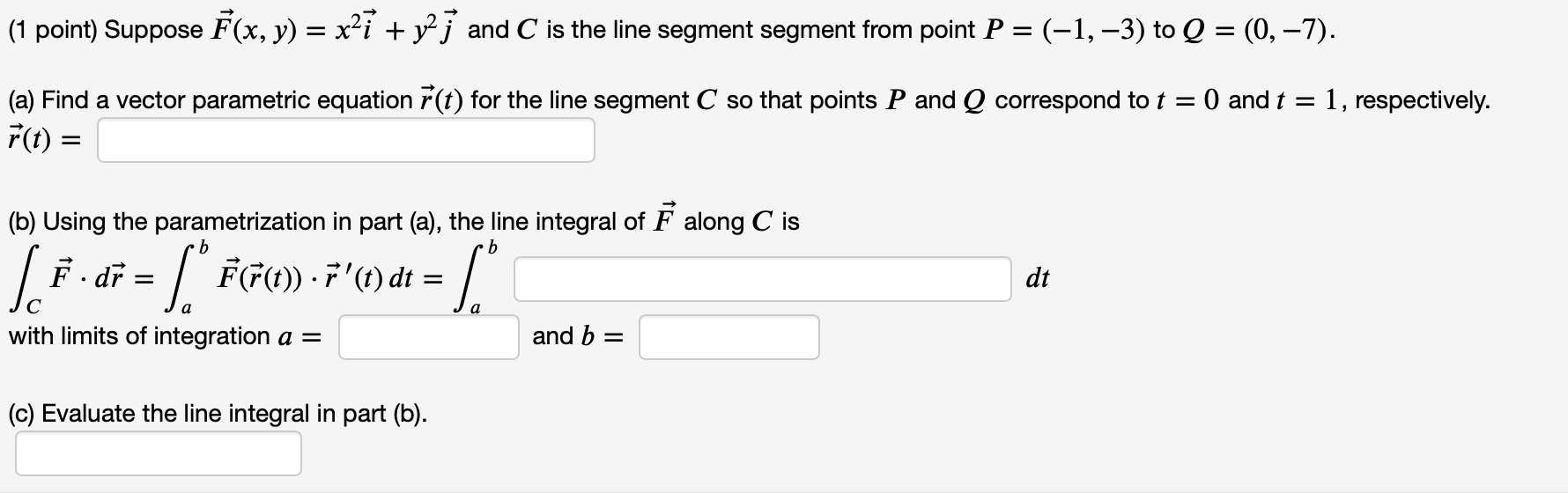 Solved (1 point) Suppose F(x, y) = x2i + y2j and C is the | Chegg.com