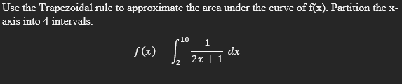 Solved Use the Trapezoidal rule to approximate the area | Chegg.com