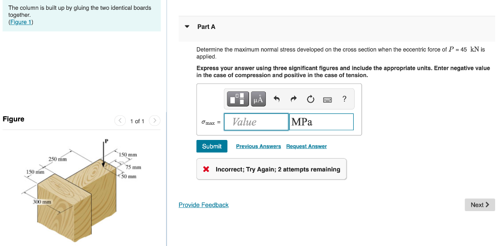 Solved The column is built up by gluing the two identical | Chegg.com