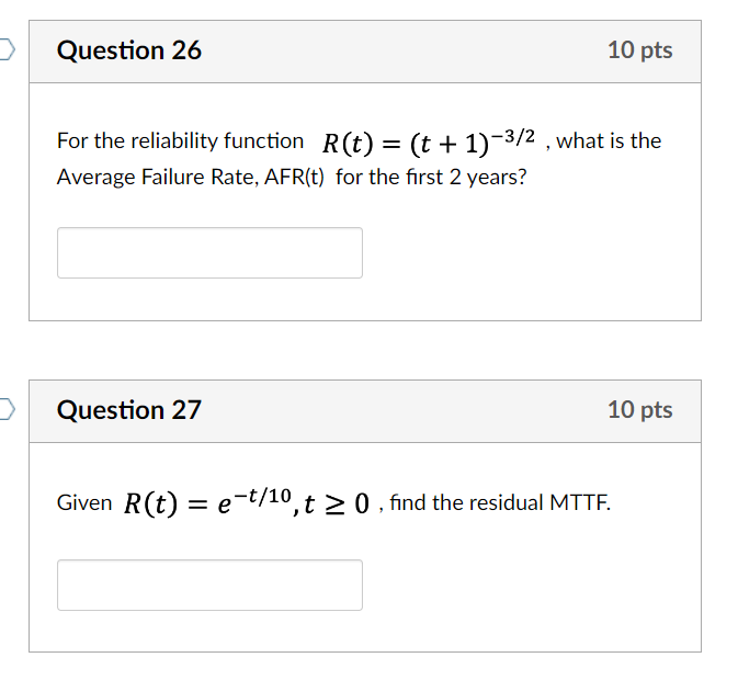 Solved For the reliability function R(t)=(t+1)−3/2, what is | Chegg.com