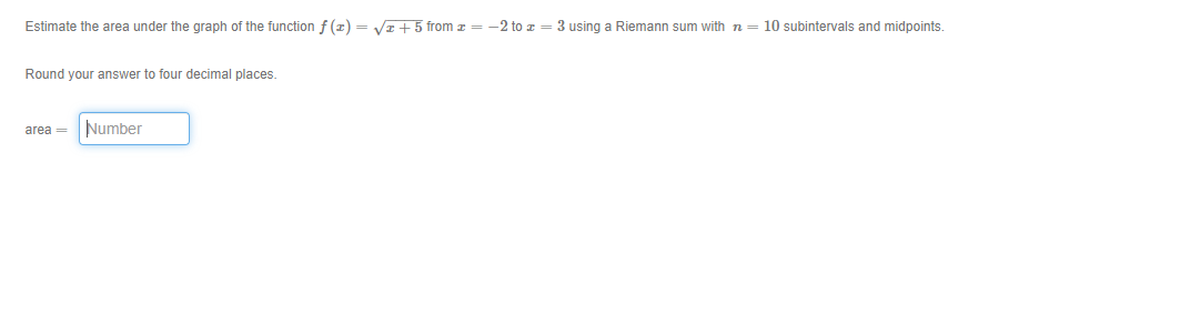 Solved Estimate the area under the graph of the function | Chegg.com