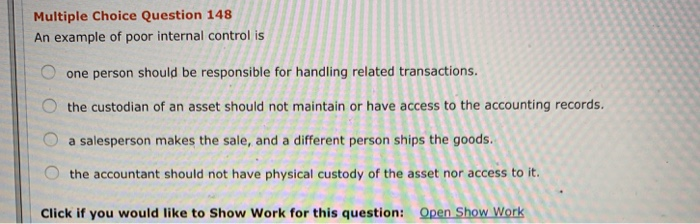 Solved Multiple Choice Question 148 An example of poor | Chegg.com