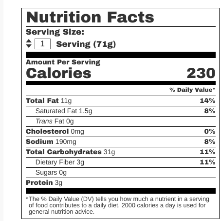Read the nutrition label of small size french fries | Chegg.com