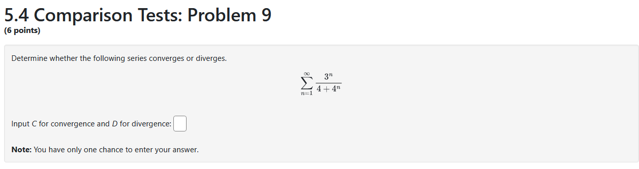 Solved 5.4 Comparison Tests: Problem 9 (6 points) Determine | Chegg.com