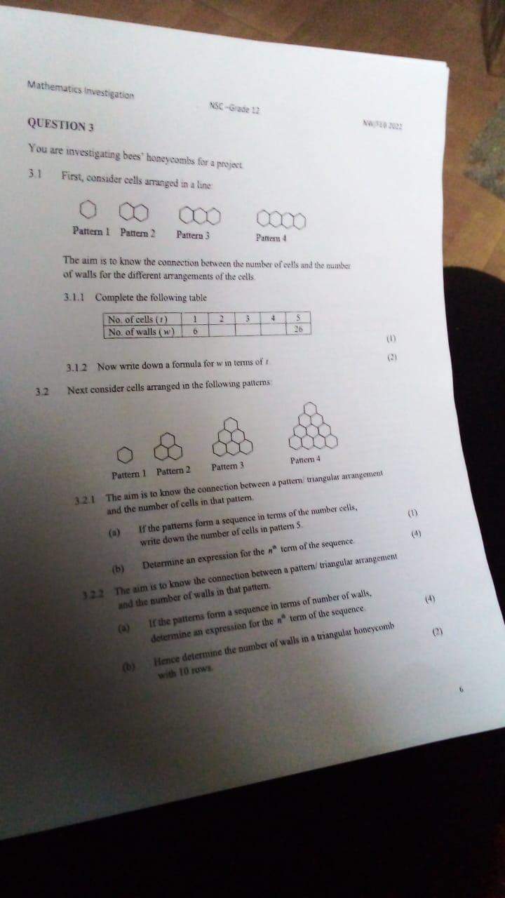 Solved Mathematics investigation NSC - de 12 QUESTION 3 You | Chegg.com