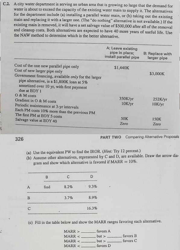 Solved C.2. A city water department is serving an urban area | Chegg.com