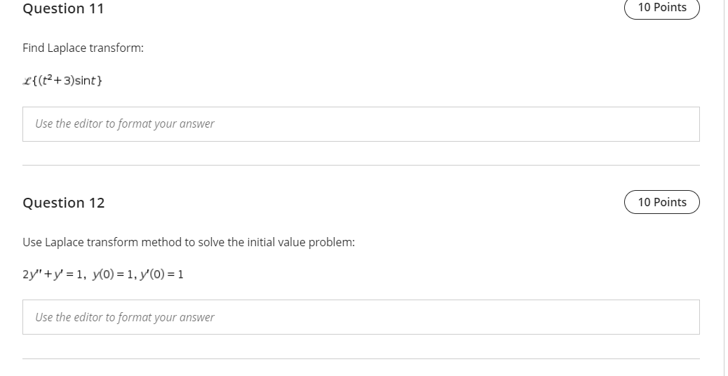 Solved Question 11 10 Points Find Laplace transform: | Chegg.com