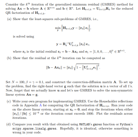 Solved Consider the kth iteration of the generalized | Chegg.com