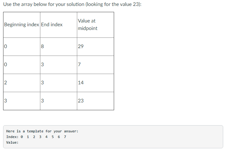 Solved A binary search is performed on an array of 8 | Chegg.com