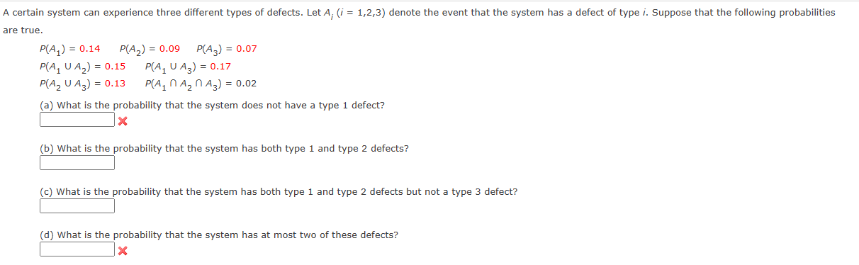 Solved A certain system can experience three different types | Chegg.com