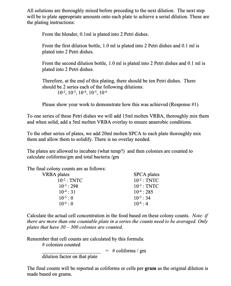 Solved Lab #21 : Microbiological Analysis of Food The | Chegg.com
