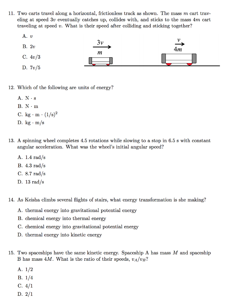 Solved 11. Two carts travel along a horizontal, frictionless | Chegg.com
