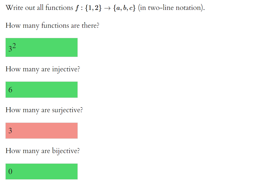 Solved Write out all functions f:{1,2}→{a,b,c} (in two-line | Chegg.com
