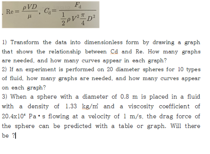 Solved pVD, Ca Fa Re= μl PV²D² 1) Transform the data into | Chegg.com