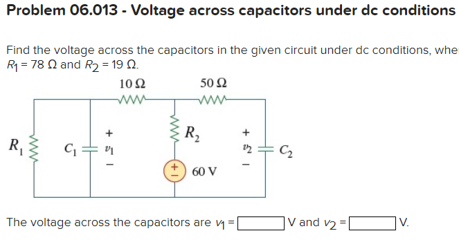 Solved Problem 06.013 - Voltage across capacitors under dc | Chegg.com