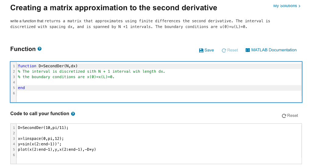 Solved Creating a matrix approximation to the second | Chegg.com