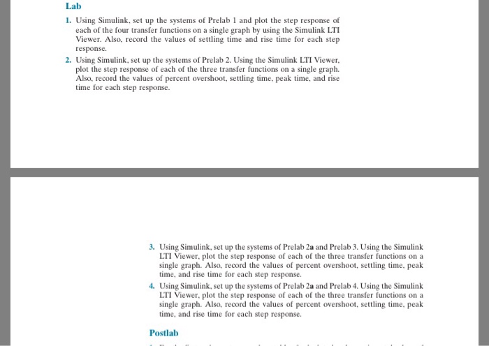 Solved Lab 1. Using Simulink, set up the systems of Prelab 1 | Chegg.com