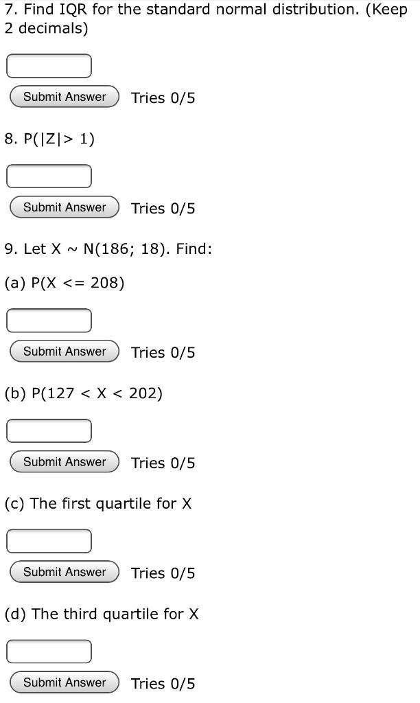 Solved 7. Find IQR for the standard normal distribution. | Chegg.com