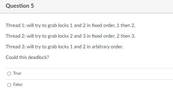 Solved Thread 1: will try to grab locks 1 and 2 in fixed | Chegg.com