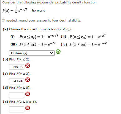 Solved Consider the following exponential probability | Chegg.com