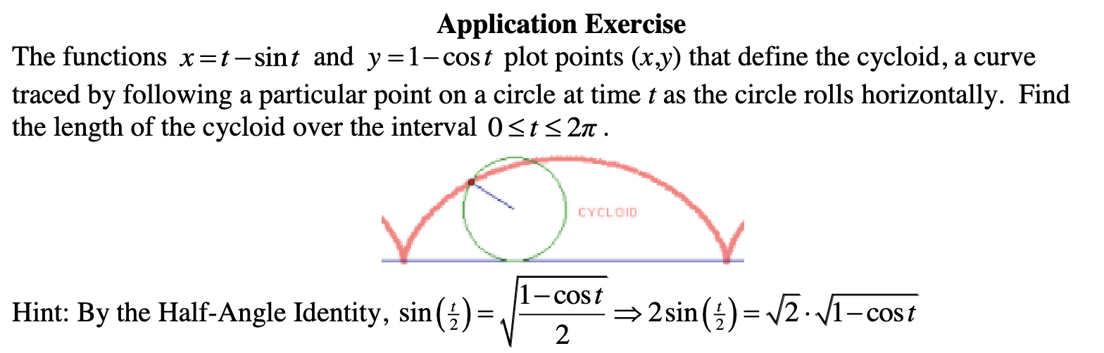 Solved Application Exercise The functions x=t−sint and | Chegg.com