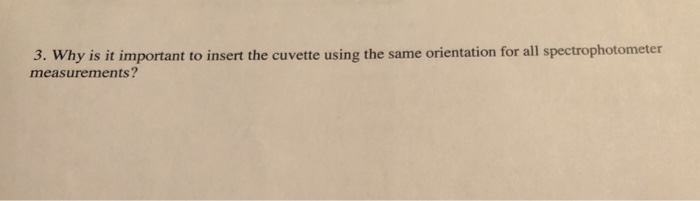 Solved 3. Why is it important to insert the cuvette using | Chegg.com