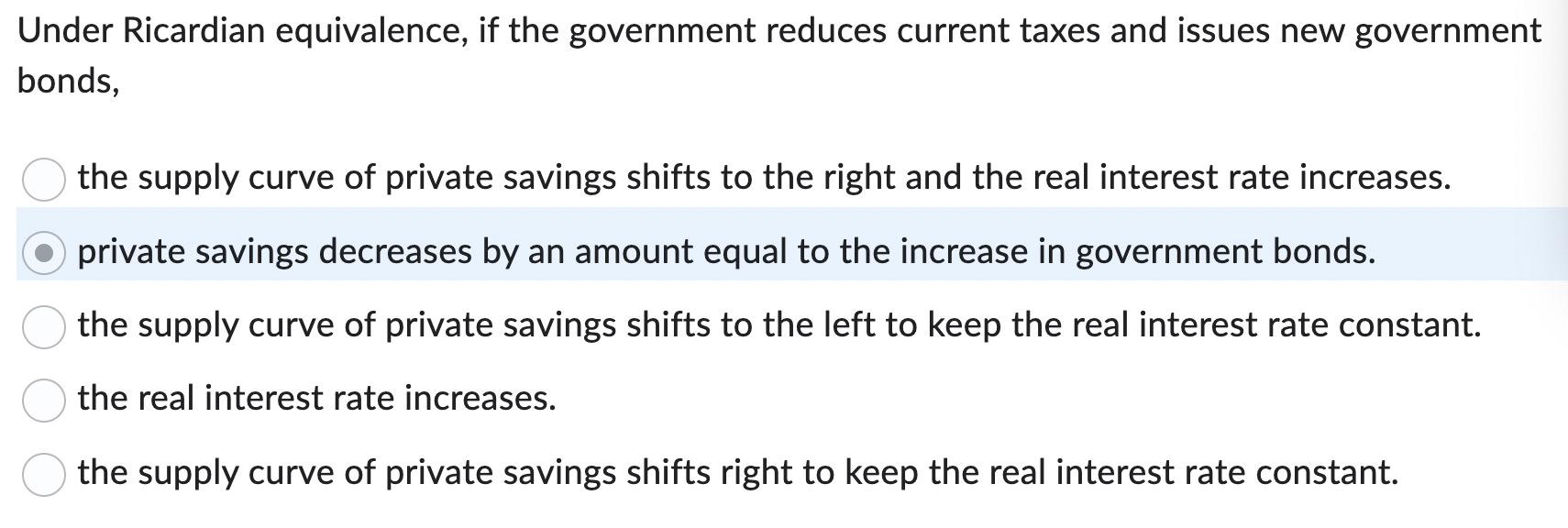 Solved Under Ricardian equivalence, if the government | Chegg.com