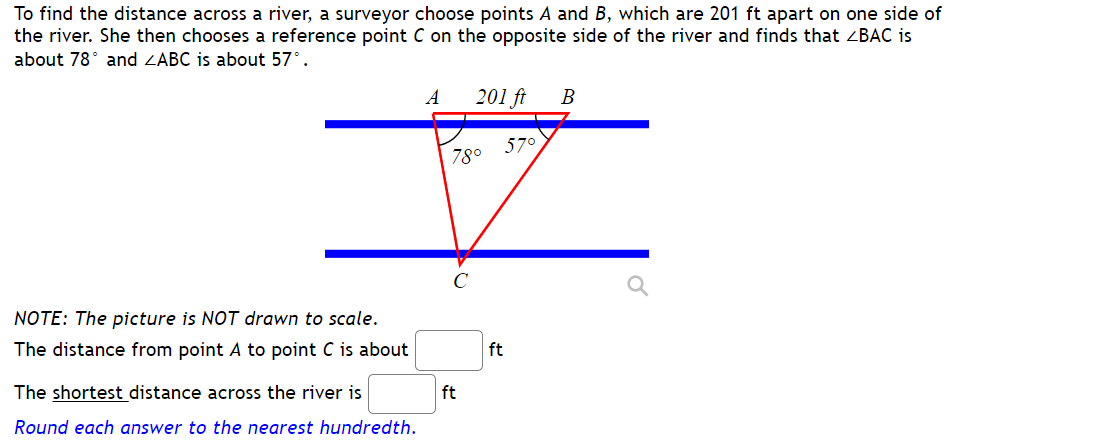 Solved To find the distance across a river, a surveyor | Chegg.com