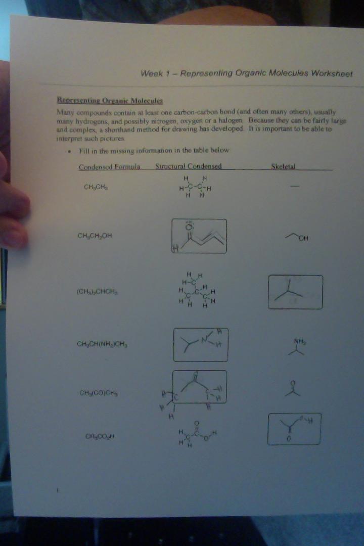 Solved Week 1 - Representing Organic Molecules Worksheet | Chegg.com