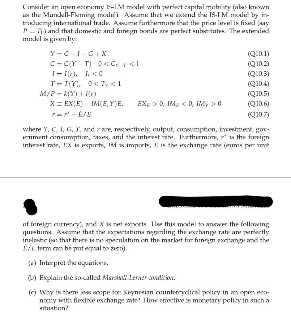 Solved Consider an open economy IS-LM model with perfect | Chegg.com