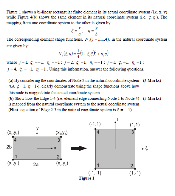 Solved Figure 1 shows a bi-linear rectangular finite element | Chegg.com