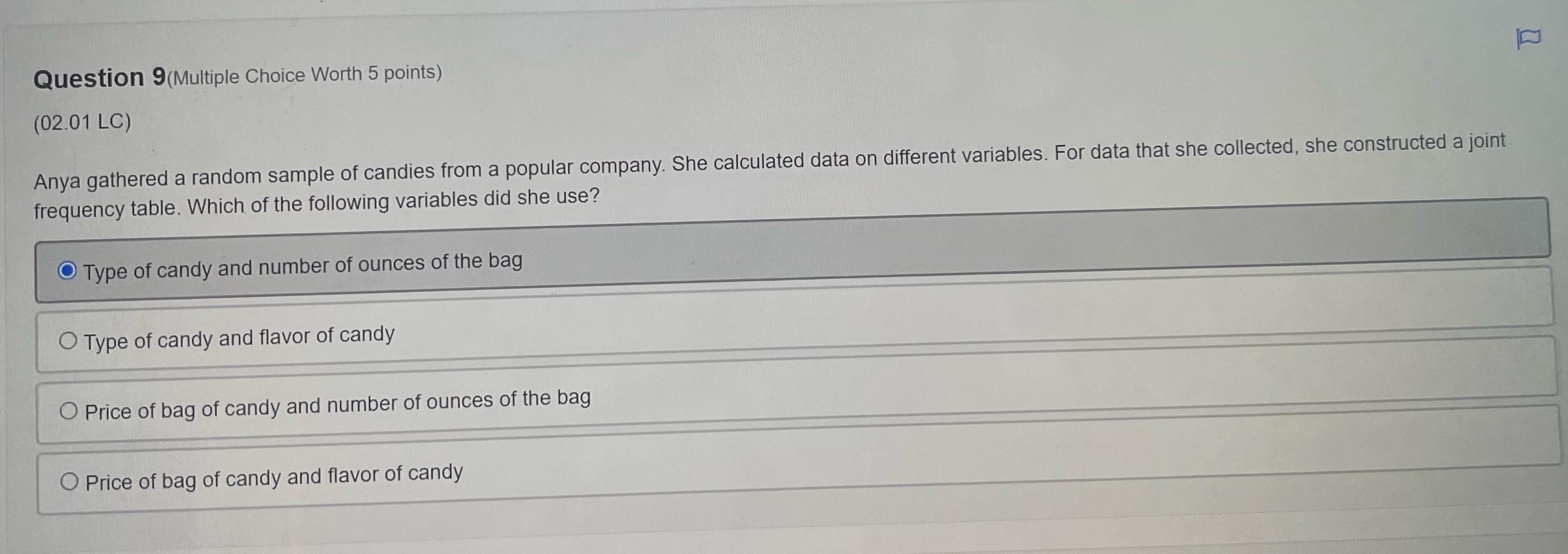 Solved Question 9(Multiple Choice Worth 5 points) (02.01 LC) | Chegg.com