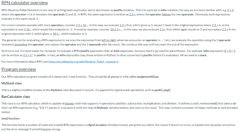 RPN calculator overview RPN (Reverse Polish Notation) | Chegg.com