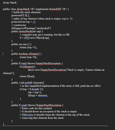 Solved SECTION ONE 1. In the folder APStack you wil find | Chegg.com
