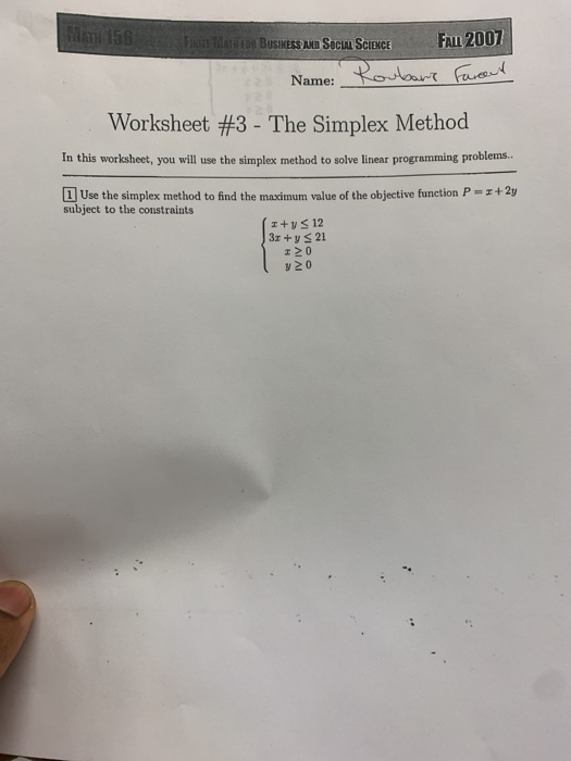 Solved BUSIKESS AND SOCIAL SCIENCE FALL 20 Name: Worksheet | Chegg.com