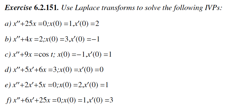 Solved Exercise 6.2.151. Use Laplace transforms to solve the | Chegg.com