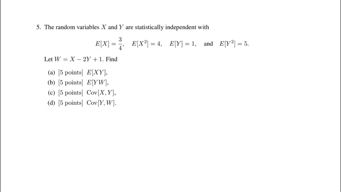 Solved The random variables X and Y are statistically | Chegg.com