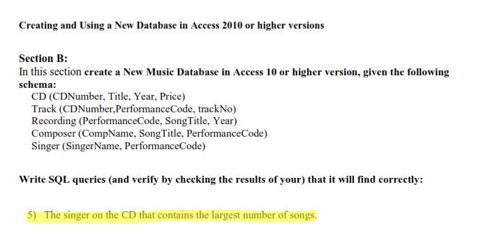Solved Section B: In this section create a New Music | Chegg.com