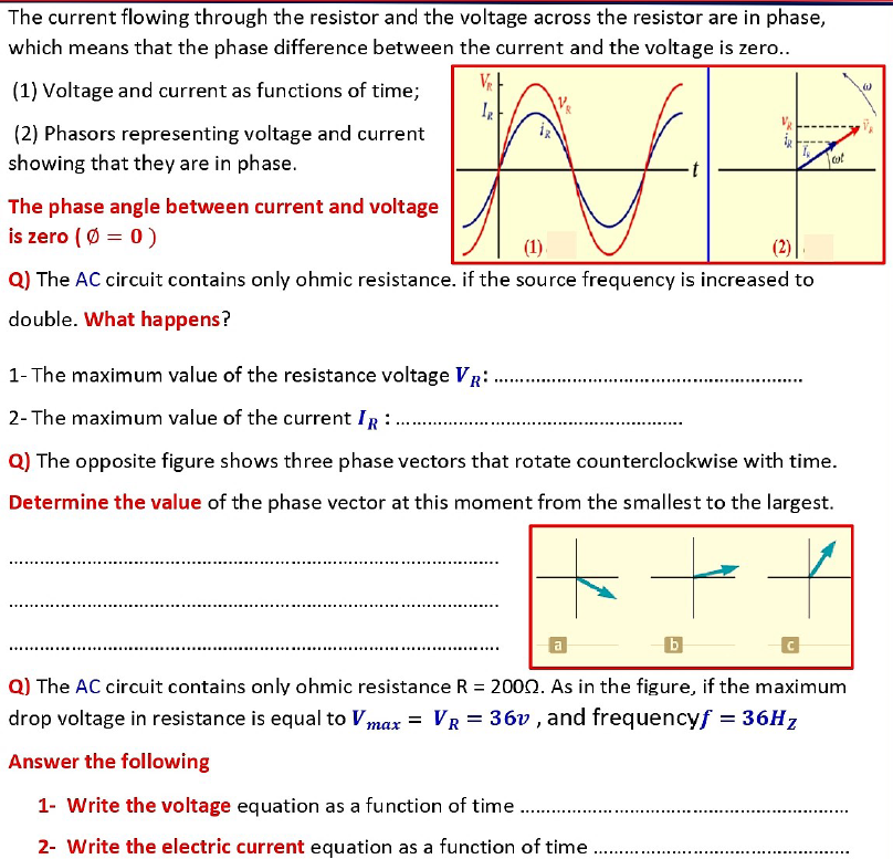 Solved The current flowing through the resistor and the | Chegg.com