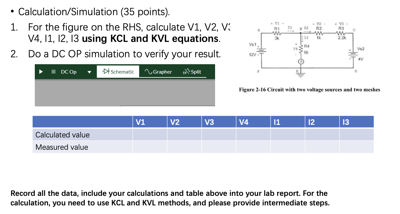 Solved - Calculation/Simulation (35 points). 1. For the | Chegg.com