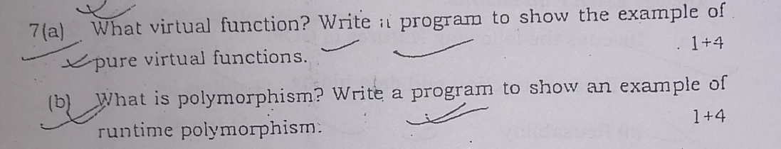 Solved 7 (a) What virtual function? Write ii program to show | Chegg.com
