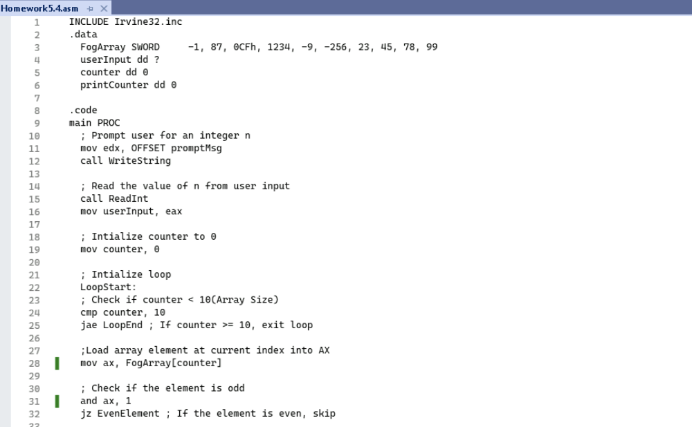 Solved INCLUDE Irvine32.inc data FogArray SWORD −1,87, OCFh, | Chegg.com