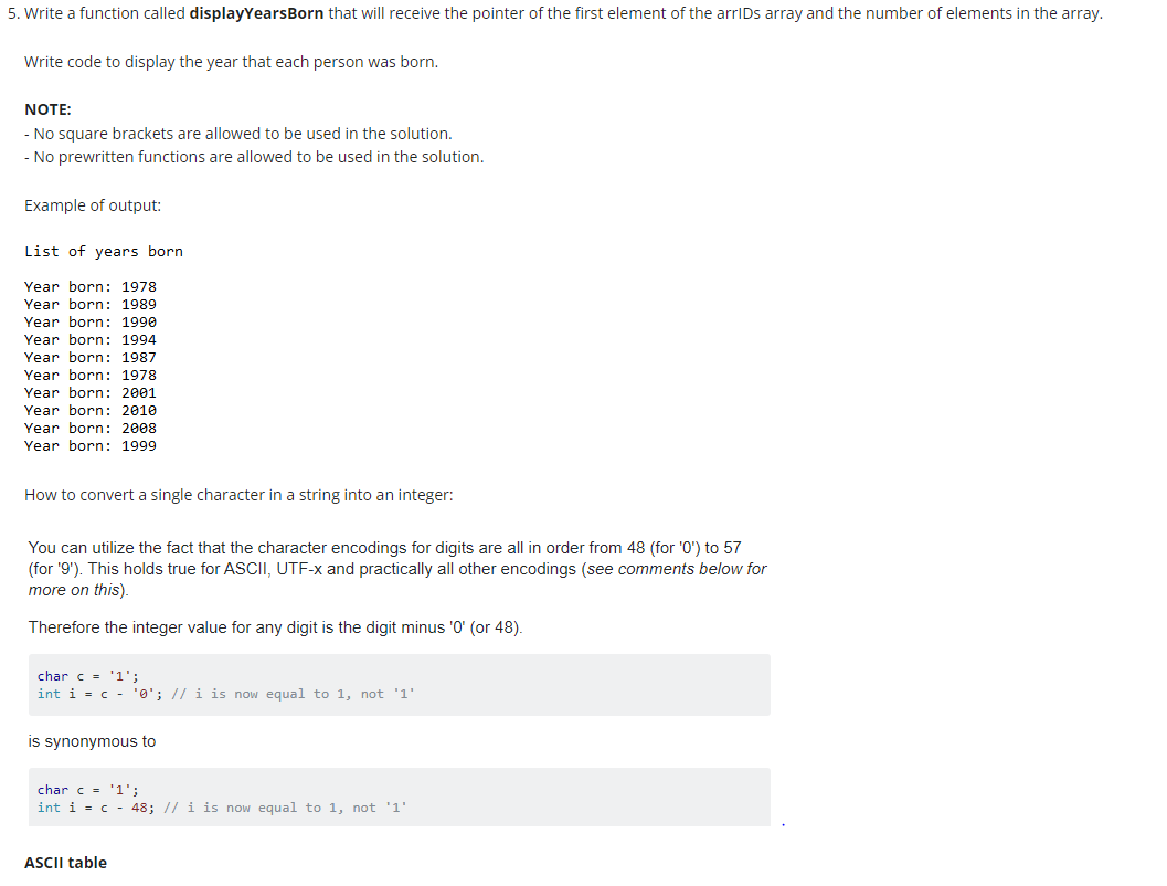 Solved 4. Write a function called displaylDnumbers that will | Chegg.com