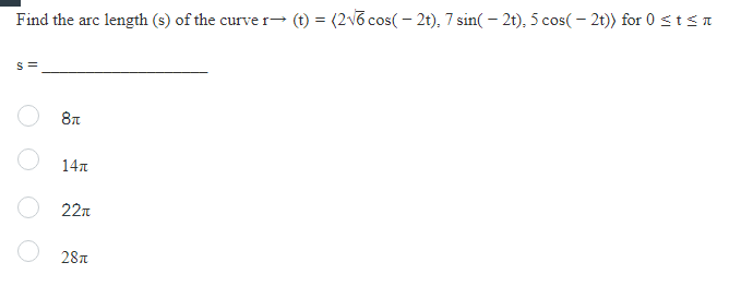 Solved Find the arc length (s) of the curve | Chegg.com