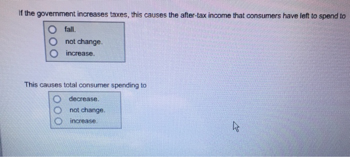 Solved If the government increases taxes, this causes the | Chegg.com