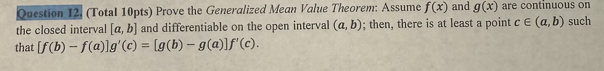 Solved Question 12. (Total 10pts) Prove the Generalized Mean | Chegg.com