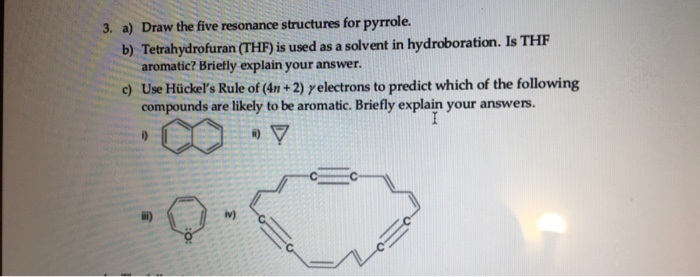 Solved 3. a) Draw the five resonance structures for pyrrole. | Chegg.com