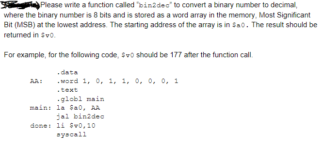Solved Please write a function called 'bin2dec" to convert a | Chegg.com
